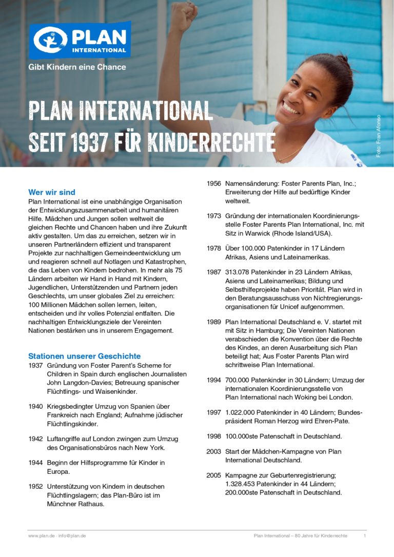 AG Material » Infoblatt „Plan International – Kinderhilfswerk mit ...