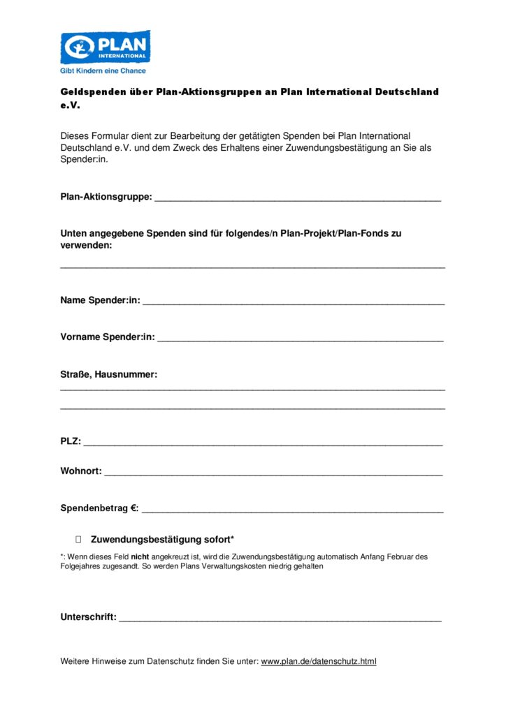 AG Material » Formular Zuwendungsbescheinigung